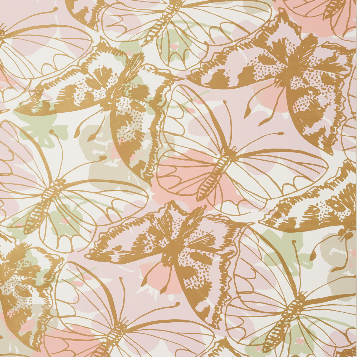 Anna French AT23174 PAXTON Metallic Gold on Blush Wallpaper - Eade's ...
